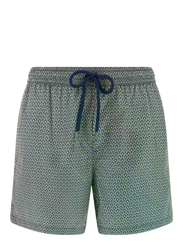 Boggi Milano Geometric-print Swim Shorts - Green
