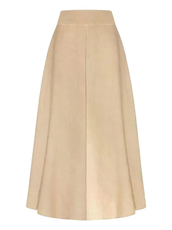 120% Lino Panelled A-line Midi Skirt - Neutrals