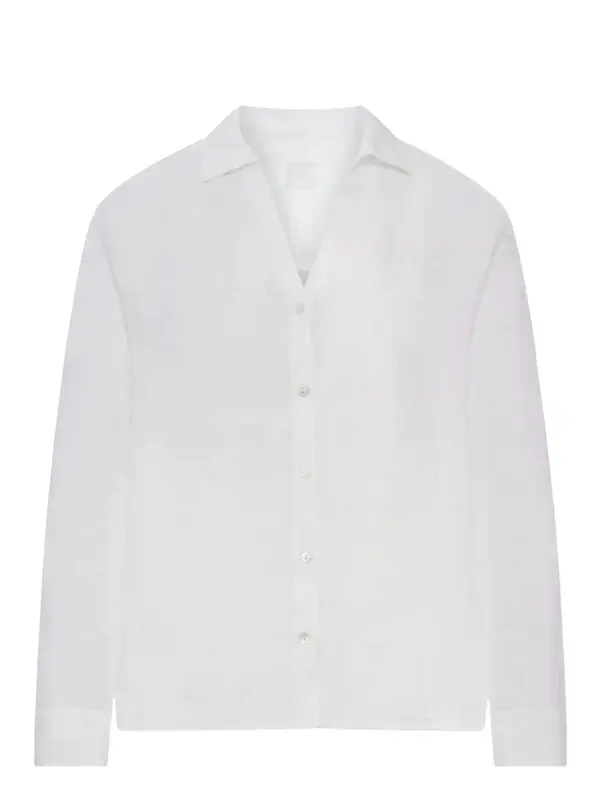 120% Lino Long-sleeve Linen Shirt - White