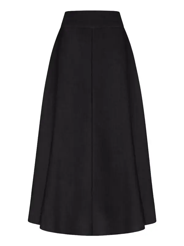 120% Lino Panelled Midi Skirt - Black