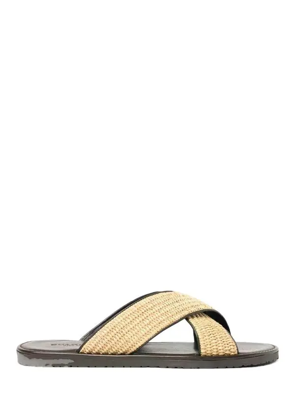 SCAROSSO Ettore Crossover-strap Raffia Sandals - Neutrals
