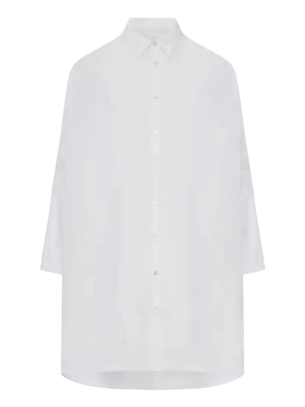 120% Lino Long-sleeve Linen Shirt - White