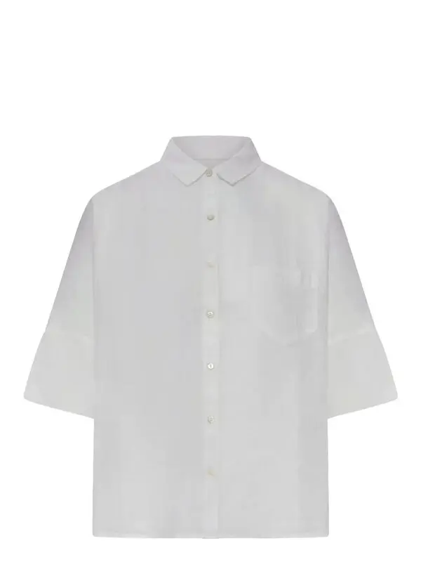 120% Lino Linen Short-sleeve Shirt - White