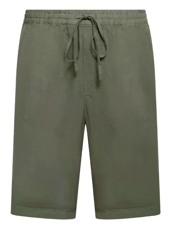 120% Lino Drawstring Elasticated Shorts - Green