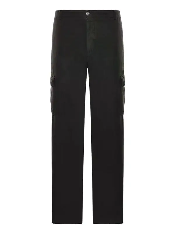 120% Lino Linen Cargo Trousers - Black