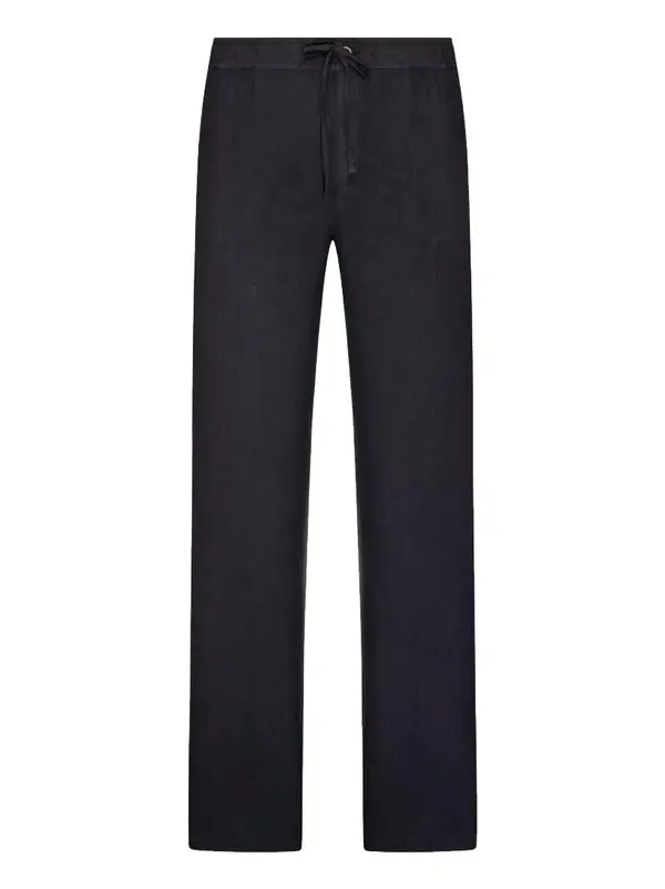 120% Lino Drawstring Linen Trousers - Black