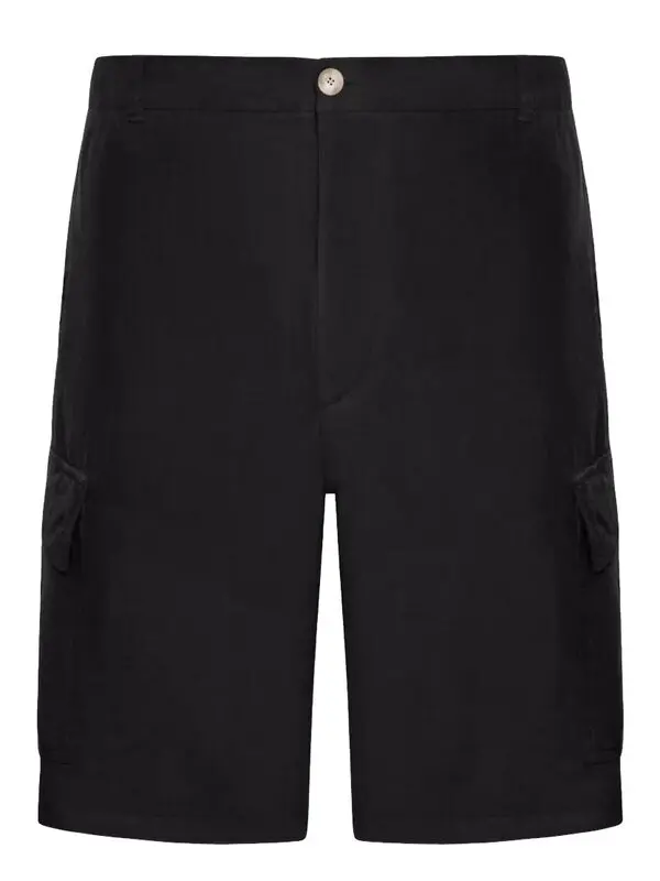 120% Lino Linen Cargo Shorts - Black