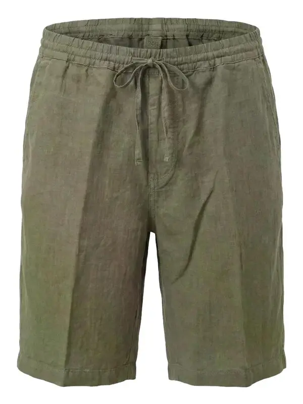 120% Lino Drawstring Linen Shorts - Green