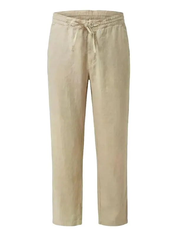 120% Lino Drawstring Linen Trousers - Neutrals