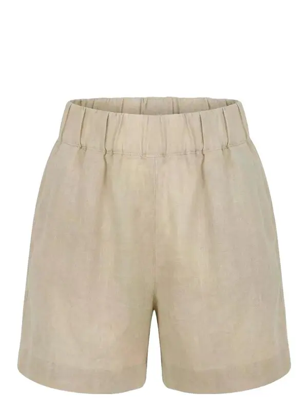 120% Lino Elasticated-waist Linen Shorts - Neutrals