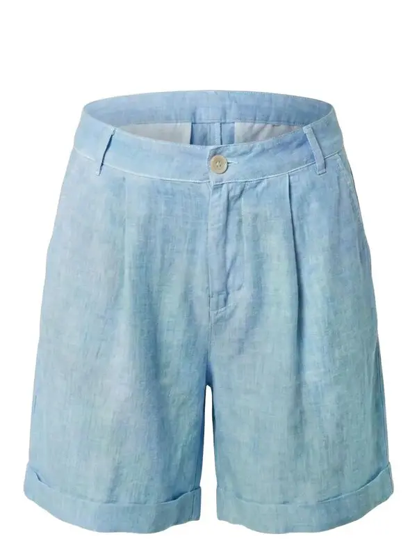 120% Lino Pleated Turn-up Shorts - Blue