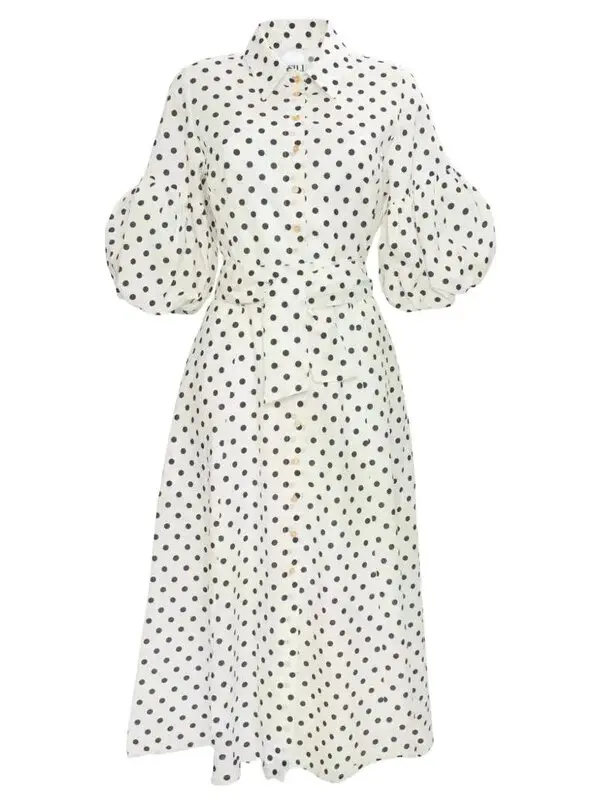 WEILL Polka-dot Shirt Dress - White