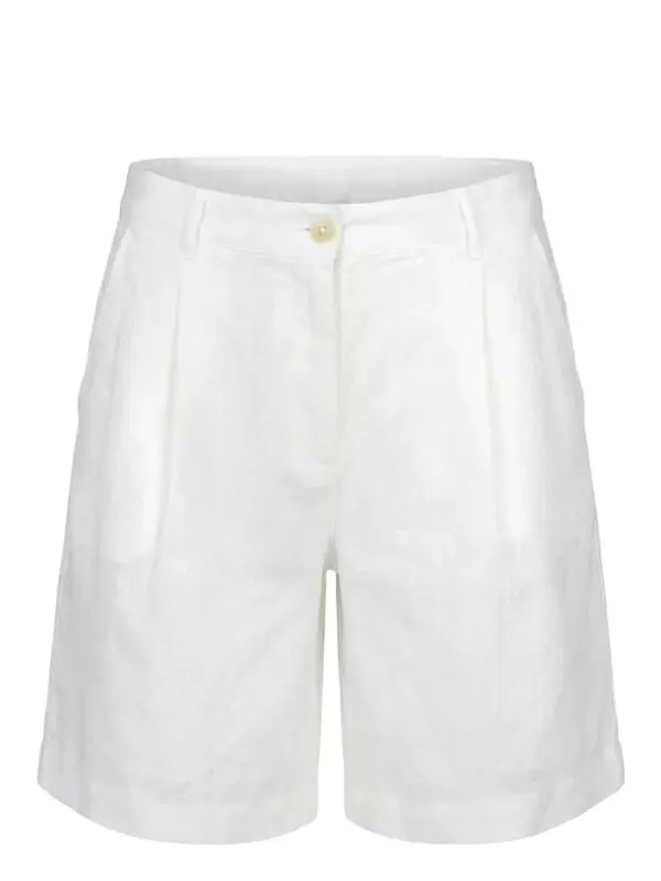 120% Lino Pleated Linen Shorts - White