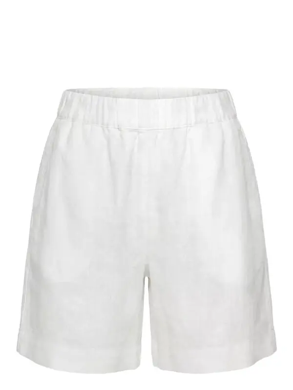 120% Lino Elasticated Linen Shorts - White