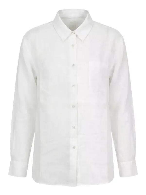 120% Lino Long-sleeve Linen Shirt - White