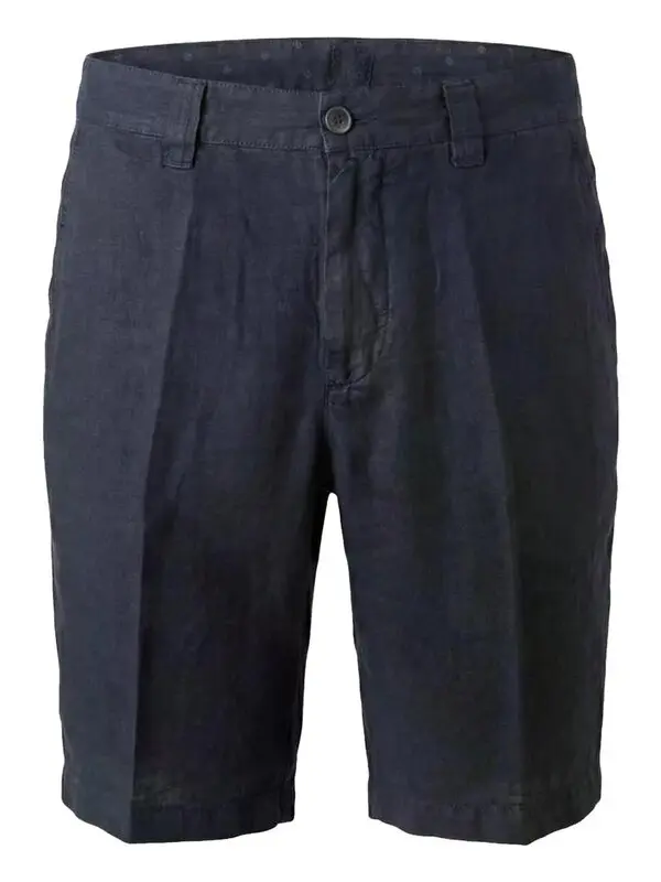 120% Lino Pressed-crease Linen Shorts - Blue