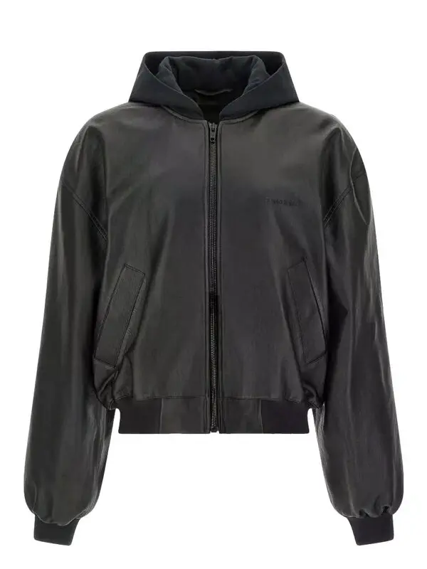 Balenciaga Salon De Couture Leather Bomber Jacket - Black