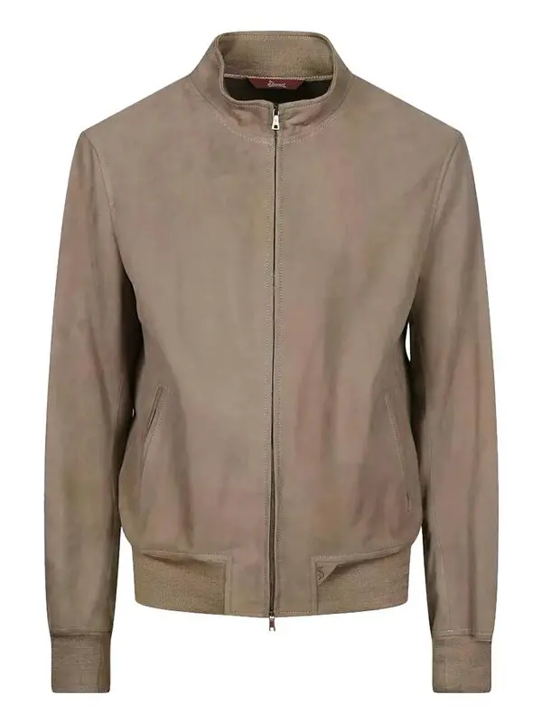 STEWART Suede Zip-up Bomber Jacket - Neutrals