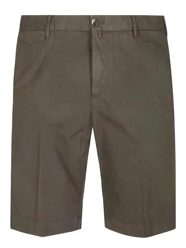 PT TORINO Button-fastening Pleated Cotton Shorts - Brown