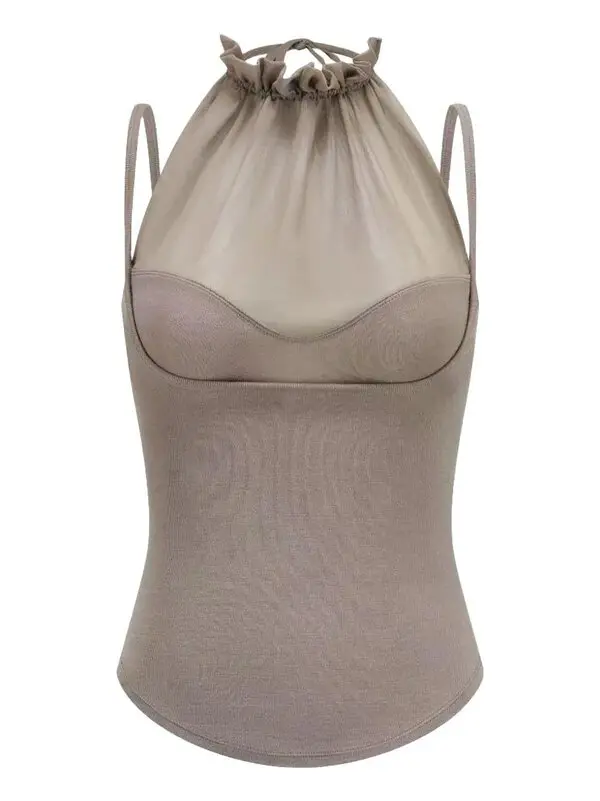 OUDE WAAG Ruffled Halter-neck Top - Neutrals