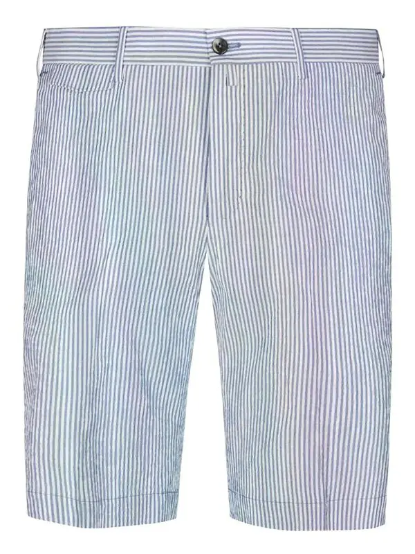 PT TORINO Button-fastening Striped Cotton Shorts - Blue