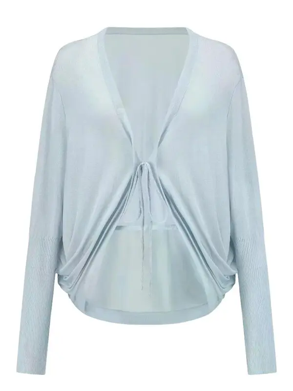 OUDE WAAG Tie-fastening Draped Cardigan - Blue