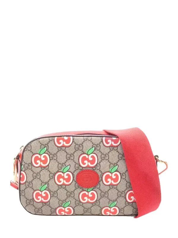 Gucci Gg Supreme Monogram Apple Shoulder Bag - Red