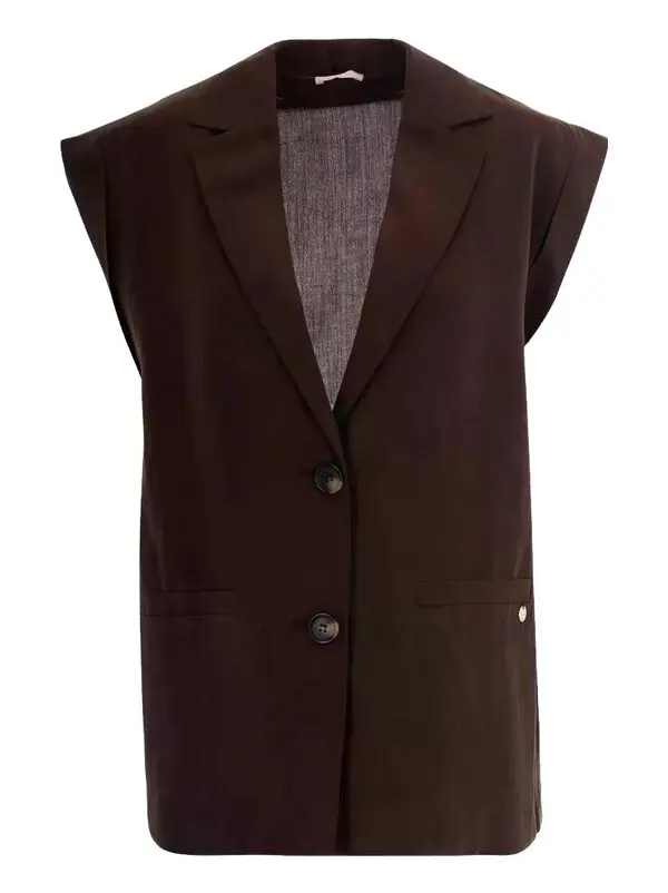 Liu Jo Notched-lapel Sleeveless Jacket - Brown