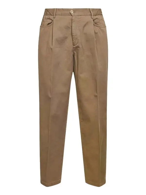 BRIGLIA 1949 Pleated Cotton Trousers - Neutrals