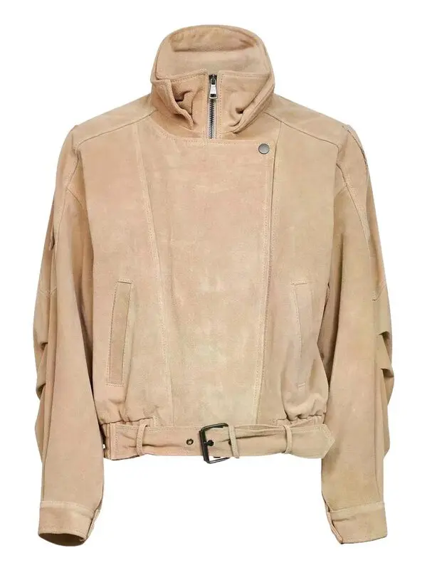 BLANCA VITA Belted Suede Jacket - Neutrals