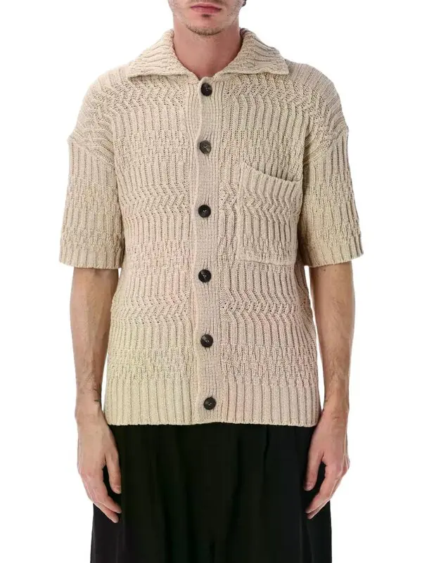 ROBERTO COLLINA Short-sleeve Buttoned Cardigan - Neutrals