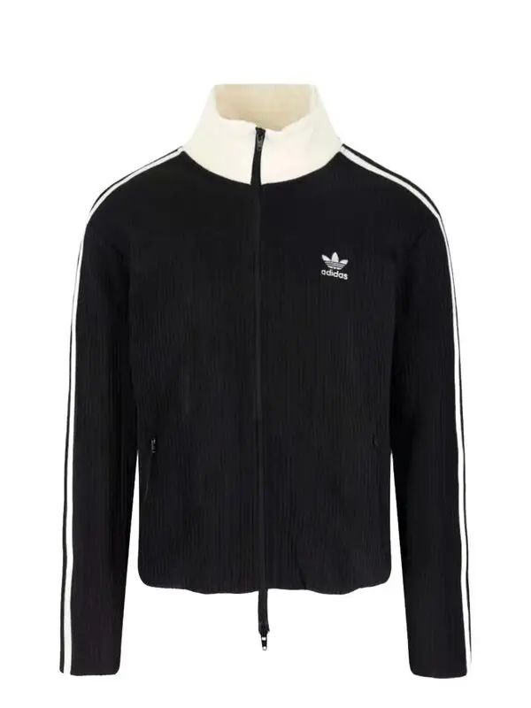 Adidas Waffle-knit Stripe-detail Sweater - Black