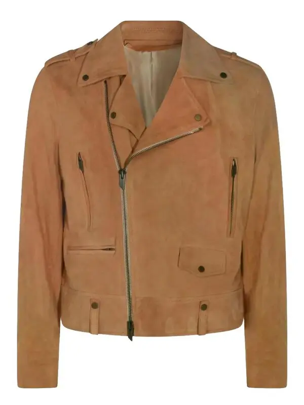 SALVATORE SANTORO Suede Biker Jacket - Neutrals