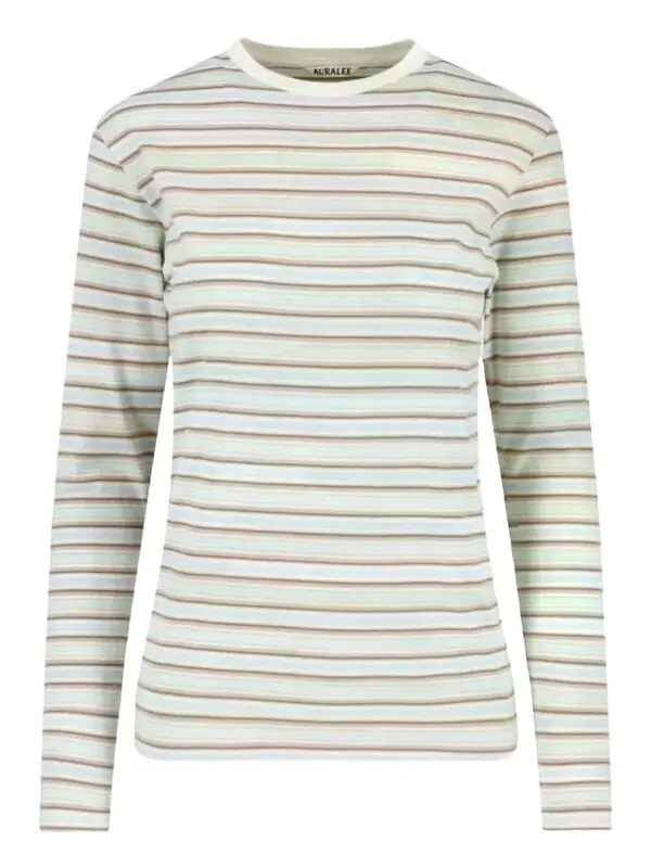 Auralee Striped Long-sleeve T-shirt - Green