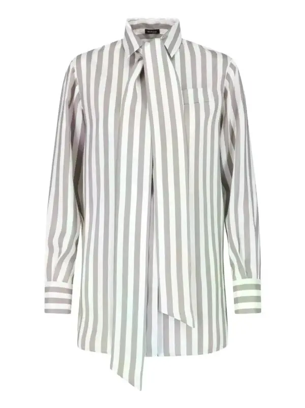 Kiton Striped Bow Blouse - Neutrals