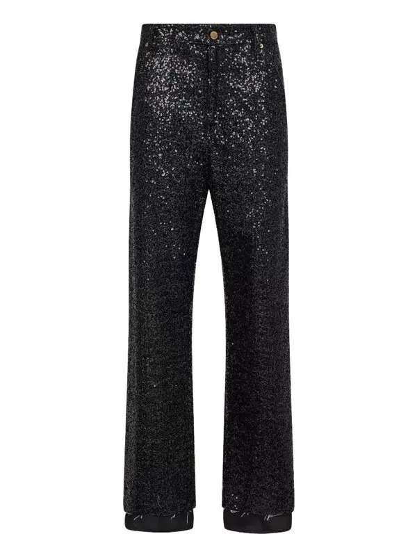 DARKPARK Sequin-embellished Frayed Jeans - Black
