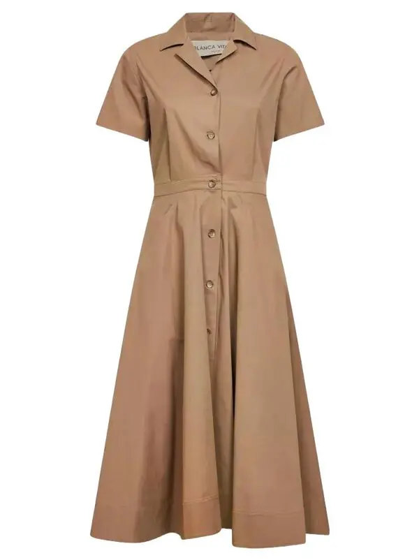 BLANCA VITA Button-front Dress With Bowling Collar - Neutrals