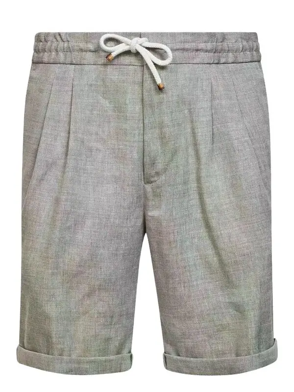 Brunello Cucinelli Chevron-pattern Pleated Shorts - Grey
