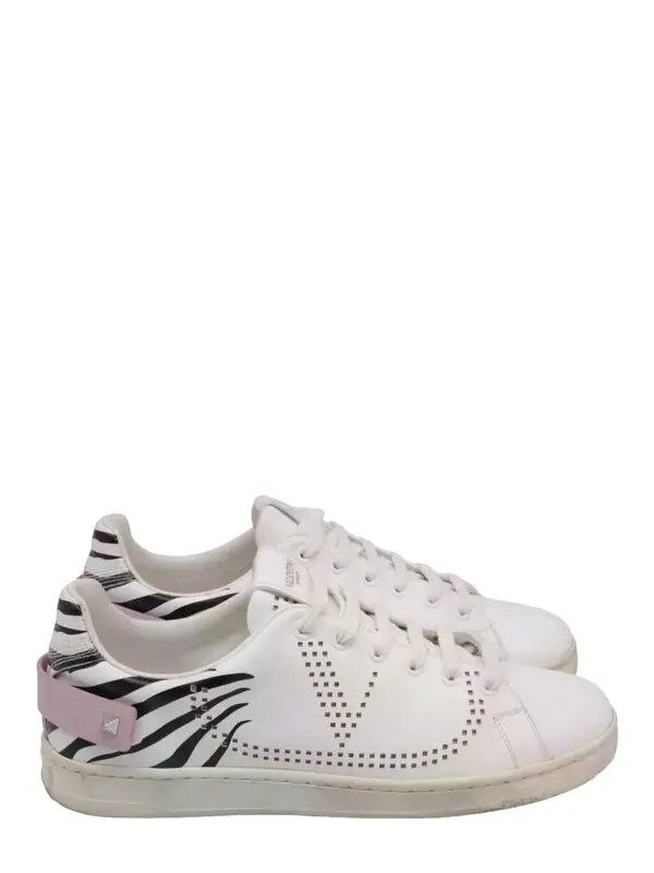 Valentino Garavani Backnet V-logo Zebra-print Leather Sneakers - White