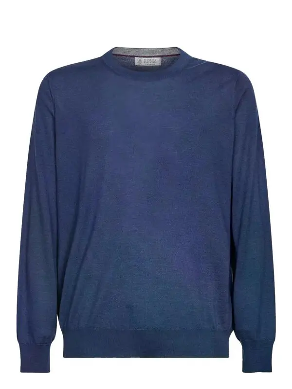 Brunello Cucinelli Ribbed-trim Crew-neck Sweater - Blue
