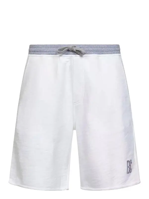 Brunello Cucinelli Logo-print Raw-hem Shorts - White