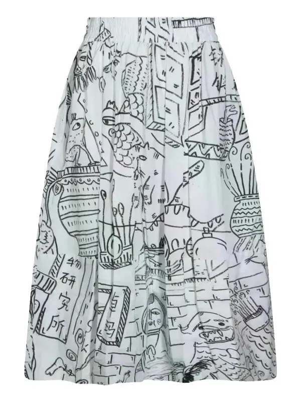 TALKING WALLS Graphic-print Midi Skirt - White