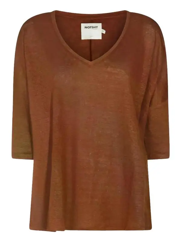 NOTSHY Emilie V-neck T-shirt - Brown