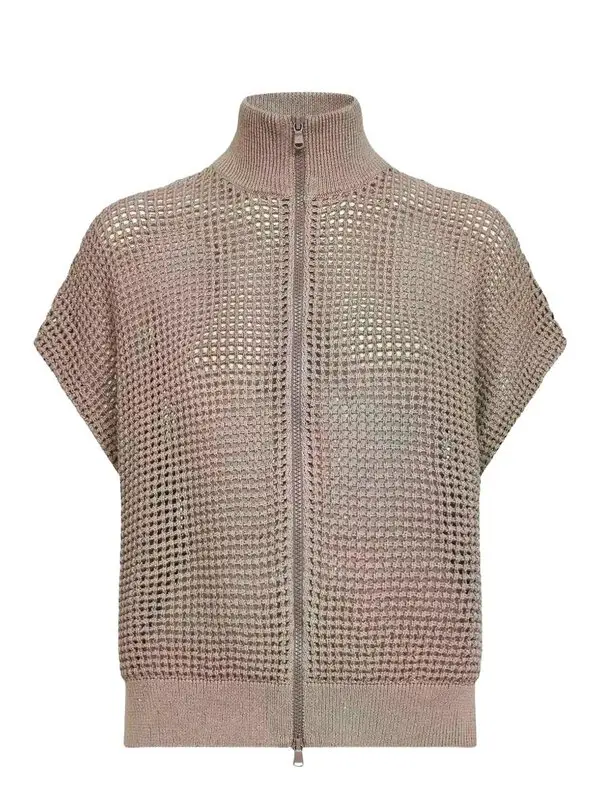 Brunello Cucinelli Sequin-embellished Net-stitch Cardigan - Neutrals