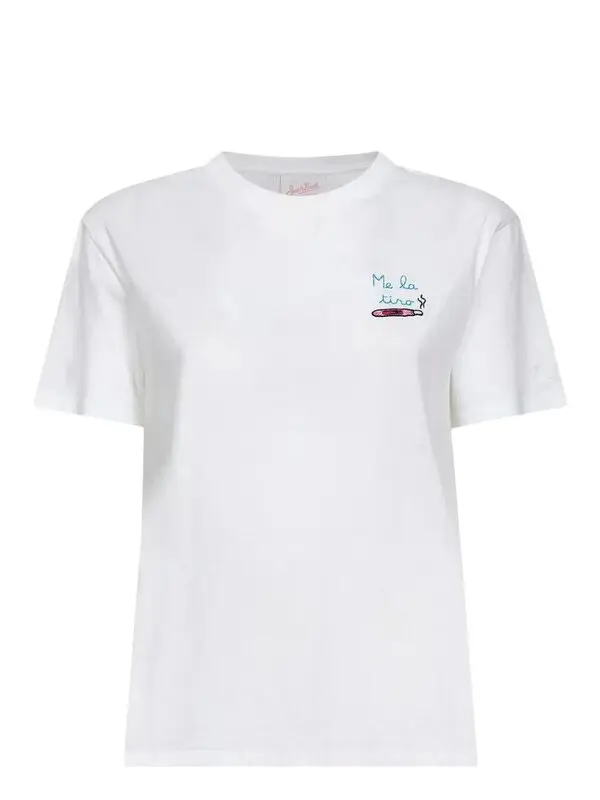 MC2 SAINT BARTH Embroidered Cotton T-shirt - White