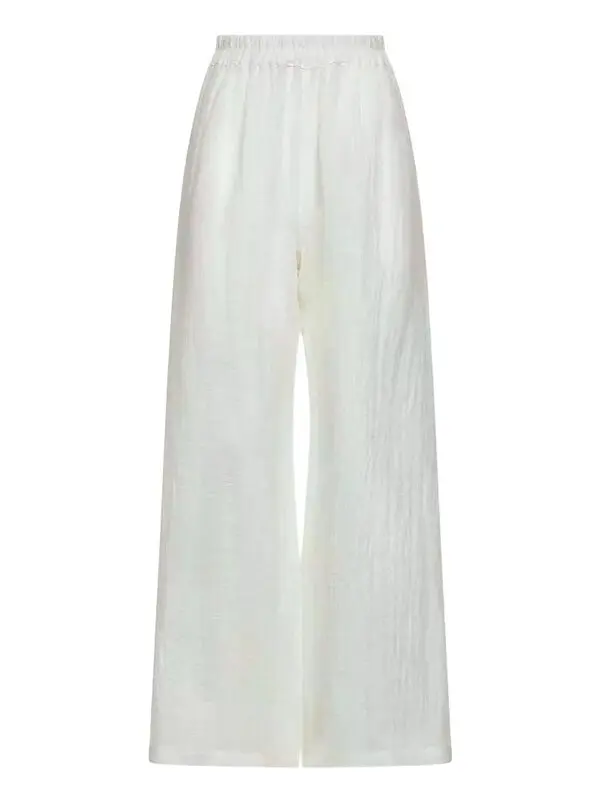 Maurizio Crinkled Wide-leg Trousers - White