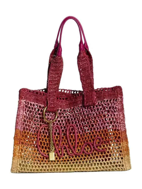 Chloé Crocheted Raffia Tote Bag - Pink