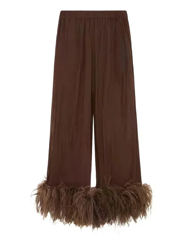 16Arlington Joelle Feather-trim Trousers - Brown
