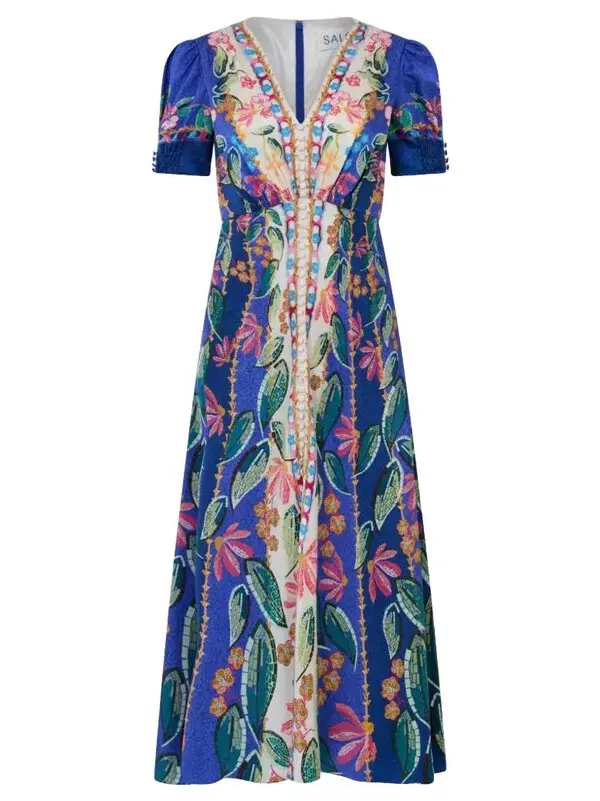 Saloni Lea Maxi Dress - Blue