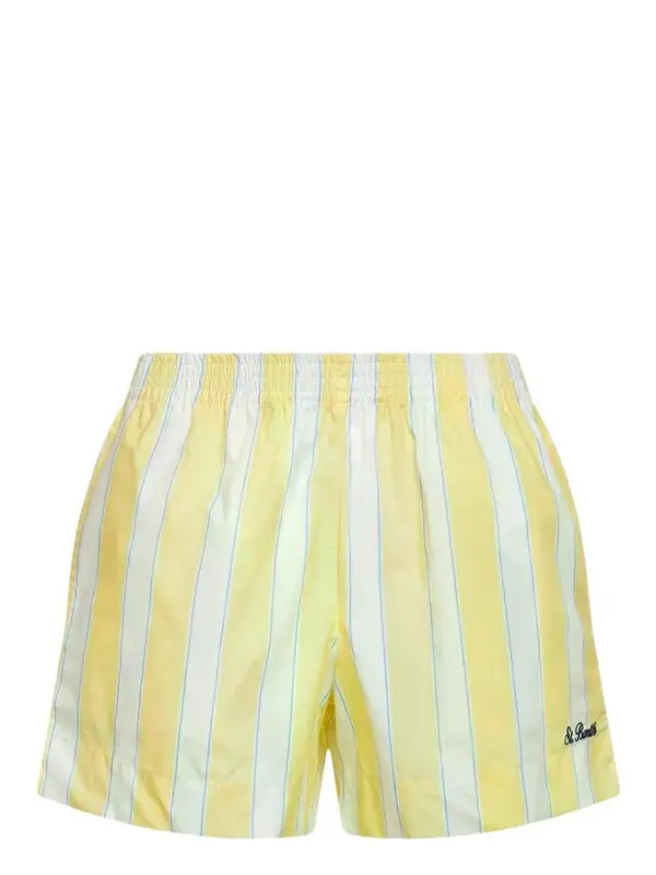 MC2 SAINT BARTH Striped Embroidered Shorts - Yellow
